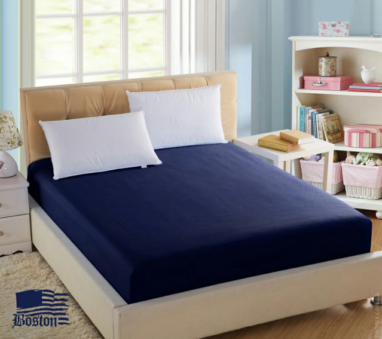 Простынь Boston Textile Sateen Dark Blue 90х190 см на резинке купить в ...